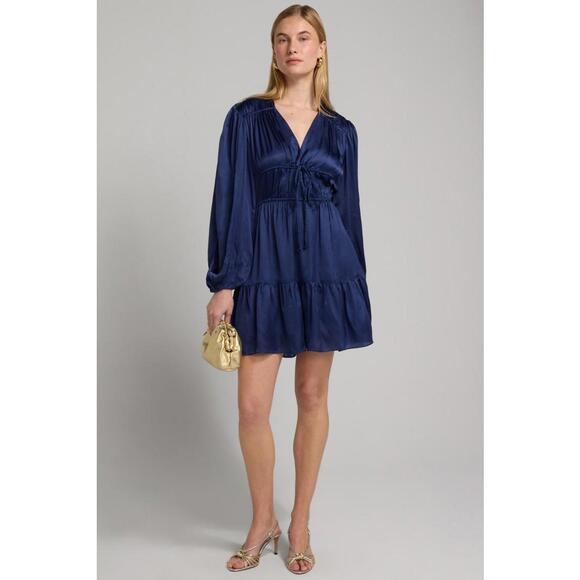 Maje | Dresses | Maje Blue Navy Silk Mini Dress Size 4 Minor Fabric ...